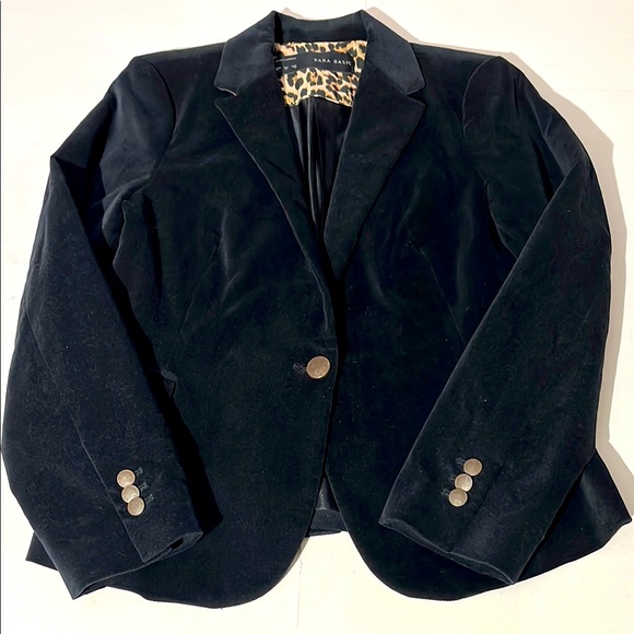 Zara | Jackets & Coats | Zara Basic Black Velvet Womens Blazer Sz Xl ...
